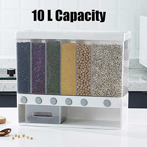 Wall Mounted Dry Food Dispenser - Whole Grains Rice Bucket Rice Storage Tank, Space Saving Containers for Convenient Storage of Rice Nuts Beans Cereals and Free Control of Cereal Output