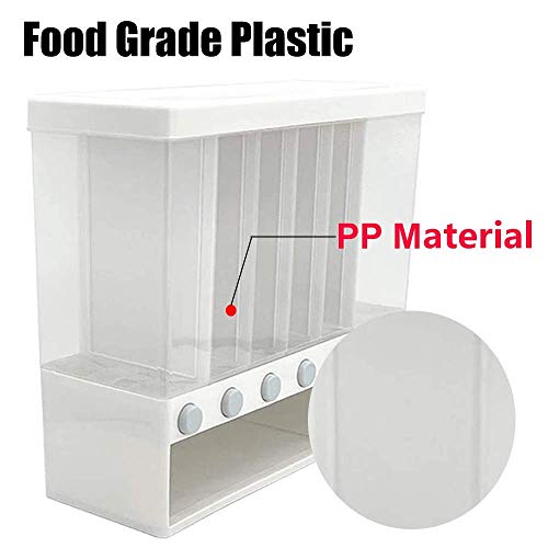 Wall Mounted Dry Food Dispenser - Whole Grains Rice Bucket Rice Storage Tank, Space Saving Containers for Convenient Storage of Rice Nuts Beans Cereals and Free Control of Cereal Output