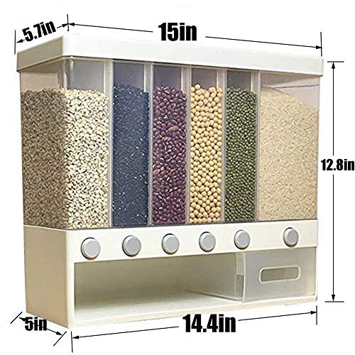 Wall Mounted Dry Food Dispenser - Whole Grains Rice Bucket Rice Storage Tank, Space Saving Containers for Convenient Storage of Rice Nuts Beans Cereals and Free Control of Cereal Output