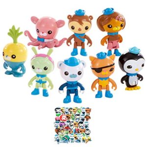 Set of 8 pcs Octonauts Toys Cake Topper Play Set 2" - 3" with 40pcs Waterproof Stickers