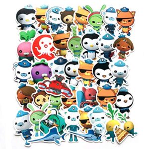 Set of 8 pcs Octonauts Toys Cake Topper Play Set 2" - 3" with 40pcs Waterproof Stickers