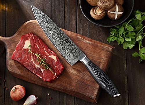 XINZUO Damascus 2Pcs Kitchen Knife Set, Hand Forged 67 Layers Damascus steel Chef Knife Utility Knife, Special cooking knife for restaurant kitchen, Ergonomic Pakkawood Handle - YA Series