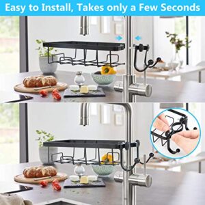 Sponge Holder for Kitchen Sink, BENEECA Upgrade Sink Sponge Holder, Rustproof Waterproof, No Drilling Sink Caddy, Easy to Install