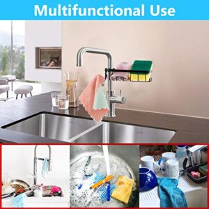 Sponge Holder for Kitchen Sink, BENEECA Upgrade Sink Sponge Holder, Rustproof Waterproof, No Drilling Sink Caddy, Easy to Install