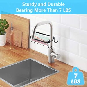 Sponge Holder for Kitchen Sink, BENEECA Upgrade Sink Sponge Holder, Rustproof Waterproof, No Drilling Sink Caddy, Easy to Install