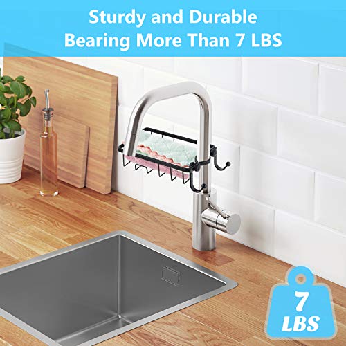 Sponge Holder for Kitchen Sink, BENEECA Upgrade Sink Sponge Holder, Rustproof Waterproof, No Drilling Sink Caddy, Easy to Install