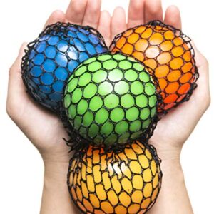 Sensory Ball Major Bundle! 16 Balls for the Whole Party - 4 Sewn Mesh Balls, 4 Jumbo Water Bead Balls, 4 Pull and Stretch Balls, and 4 Light Up Mesh Balls - Get Rid of your Anxiety and Stress Today!