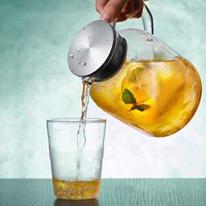 88OZ Glass Pitcher with Lid and Spout - High Heat Resistance Pitcher for Hot/Cold Water & Iced Tea (2.6L)