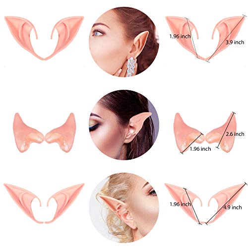 13 Pieces Elf Ears and Rhinestone Headpiece Accessories with Fairy Ears Vampire Ears Soft Pointed Goblin Ears Latex Fairy Pixie Elf Cosplay Ears for Cosplay Halloween Christmas Themed Party