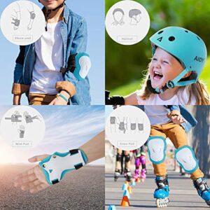 AIDY Kids Bike Helmet Toddler Helmet Adjustable for 3-8 Years Girls Boys Knee Pads Elbow Pads Wrist Guards Kids Protective Gear Set for Skateboard, Bike, Roller Skating, Cycling, Scooter, Rollerblade