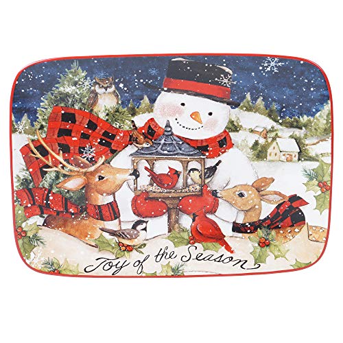 Certified International Magic of Christmas Snowman Rectangular Platter, Multicolored