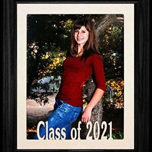 8x10 Class of 2021 (or ANY YEAR) Portrait or Landscape Senior/Graduate School Photo Keepsake Frame ~ Laser Cut Cream Mat with Frame