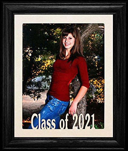 8x10 Class of 2021 (or ANY YEAR) Portrait or Landscape Senior/Graduate School Photo Keepsake Frame ~ Laser Cut Cream Mat with Frame