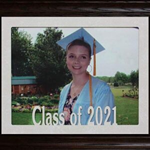 8x10 Class of 2021 (or ANY YEAR) Portrait or Landscape Senior/Graduate School Photo Keepsake Frame ~ Laser Cut Cream Mat with Frame