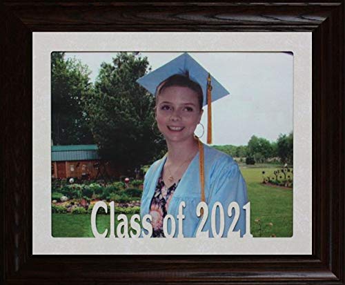 8x10 Class of 2021 (or ANY YEAR) Portrait or Landscape Senior/Graduate School Photo Keepsake Frame ~ Laser Cut Cream Mat with Frame