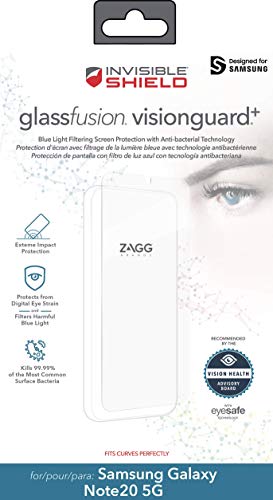 ZAGG Invisbleshield Glass Fusion Visionguard - Extreme Hybrid Glass Protection + Harmful Blue Light Filter - Screen Protector - Made for Samsung Note 20 - Clear, 200106626