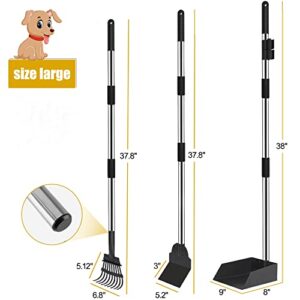 Niubya Dog Pooper Scooper, Extra Large Poop Scooper for Large and Small Dogs with Long Handle, Metal Pet Poop Tray and Rake Set for Dirt, Gravel, Lawns, Grass