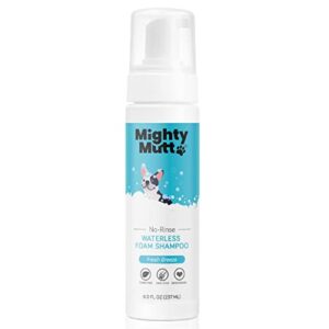 mighty mutt waterless no-rinse dry shampoo foam for dogs | natural & hypoallergenic foam dog shampoo | anti-itch, soothing and deodorizing | 8oz