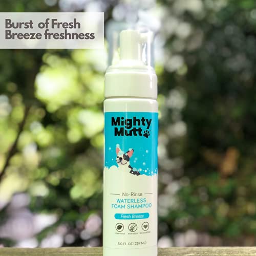 Mighty Mutt Waterless No-Rinse Dry Shampoo Foam for Dogs | Natural & Hypoallergenic Foam Dog Shampoo | Anti-Itch, Soothing and Deodorizing | 8oz