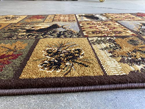 Cabin Style Distressed Antiquated Runner Area Rug Black Bear Elk Deer Wildlife Animal Country Hunting Southwest Wilderness Design 760 (2 Feet X 7 Feet)