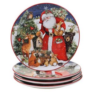 certified international magic of christmas santa 11" dinner plates, set of 4, multicolored