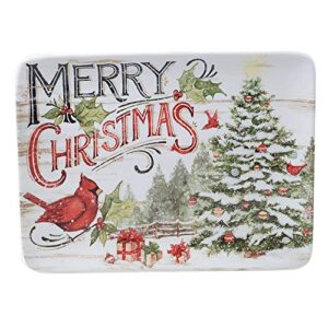 certified international evergreen christmas rectangular platter 16",