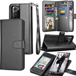 galaxy note 20 ultra case, note 20 ultra 5g wallet case, luxury cash credit card slots holder carrying flip pu leather cover [detachable magnetic hard case] for samsung galaxy note20 ultra [black]