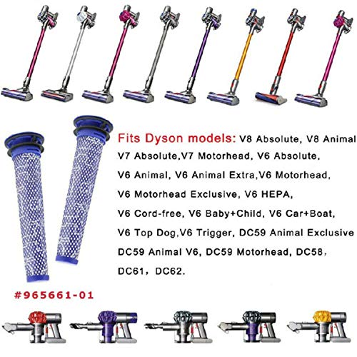 ConPus 2 Pack Filter Replacements for Dyson Absolute Animal Motorhead V8+, V8, V7, V6, DC62, DC61, DC59, DC58 Vacuum, Replaces Part 965661-01 96566101