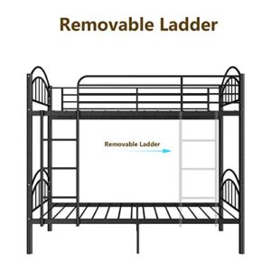 mecor Twin Over Twin Bunk Bed, Convertible Into 2 Individual Metal Twin Bed Frame for Boys, Girls, Kids, Teens - Removable Ladder & Safety Guard Rail - Black