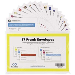 17 prank envelopes - witty pranks for adults funny envelope for birthday & holiday card. april fools day practical jokes by mail prank for friends & family, or coworkers gag, pranks for adults