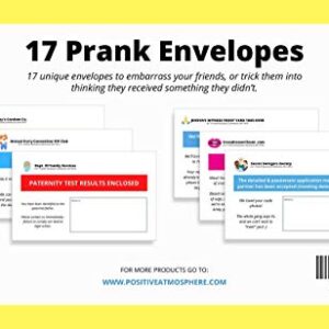 17 Prank Envelopes - Witty Pranks For Adults Funny Envelope For Birthday & Holiday Card. April Fools Day Practical Jokes By Mail Prank For Friends & Family, or Coworkers Gag, Pranks For Adults