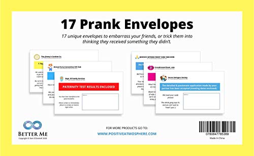 17 Prank Envelopes - Witty Pranks For Adults Funny Envelope For Birthday & Holiday Card. April Fools Day Practical Jokes By Mail Prank For Friends & Family, or Coworkers Gag, Pranks For Adults