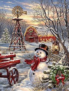 springbok 500 piece jigsaw puzzle winter windmill - made in usa