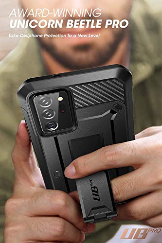 SUPCASE Unicorn Beetle Pro Series Case for Samsung Galaxy Note 20 Ultra (2020 Release), Full-Body Rugged Holster & Kickstand Without Built-in Screen Protector (Black)