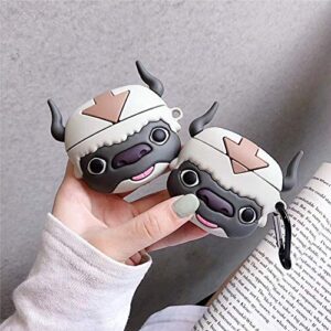 Compatible Appa Miyazaki for Airpods Pro Carry Case Cover,Stitch Cute Cartoon Anime Air Pod Case Wraps for Girls Boys with Keychain Skin Designer Soft Silicone Cover (Purple Appa Airpod Pro)