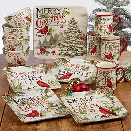 Certified International Evergreen Christmas 16pc Dinnerware, Service for 4, Multicolored