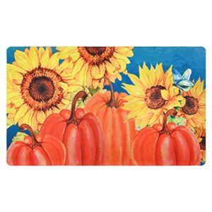 vertkrea thanksgiving area rug, sunflower pumpkin mats, autumn floor mats rubber rugs for indoor outdoor entryway kitchen living room bedroom bathroom, 18 x 29.5 inches