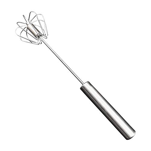 KUFUNG Hand Push Egg Whisk, Stainless Steel Whisk Blender for Home, Versatile Tool for Egg Beater, Milk Frother, Hand Push Mixer Stirrer, for Blending, Whisking, Beating & Stirring (12 inch, Silver)