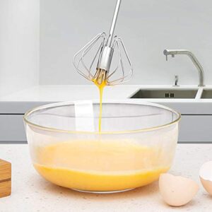 KUFUNG Hand Push Egg Whisk, Stainless Steel Whisk Blender for Home, Versatile Tool for Egg Beater, Milk Frother, Hand Push Mixer Stirrer, for Blending, Whisking, Beating & Stirring (12 inch, Silver)