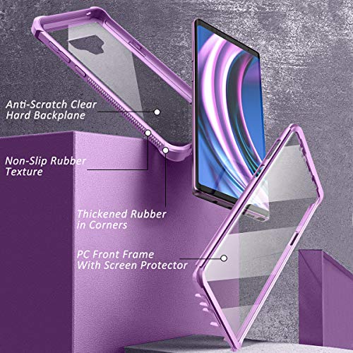 Dexnor Galaxy Note 9 Case with Screen Protector Clear Military Grade Rugged 360 Full Body Protective Shockproof Hard Back Cover Defender Heavy Duty Bumper Case for Samsung Note 9 - Purple