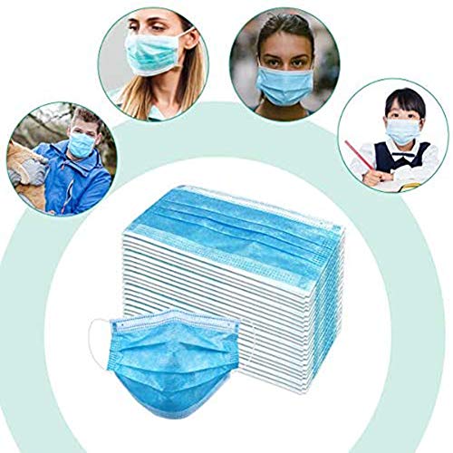 ApePal 50PCS 3-ply Disposable Face Masks with Elastic Earloop Mouth Cover Breathable Masks for Adult,Blue