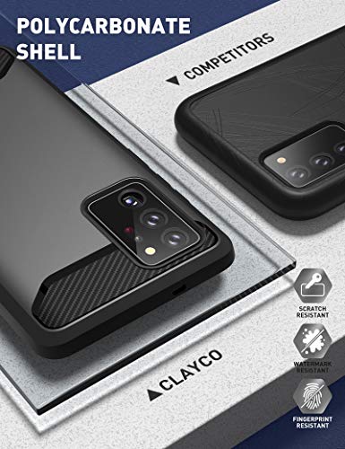 Clayco Xenon Series Designed for Samsung Galaxy Note 20 Ultra Case, [Built-in Screen Protector] Full-Body Rugged Cover Compatible with Fingerprint ID, 6.9 inch 2020 Release (Black)