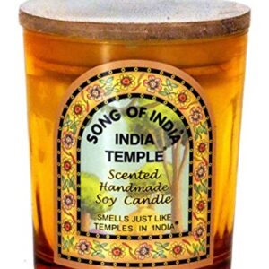 Song of India - India Temple Scented Handmade Soy Candle with Mango Wood Lid (200 Grams)