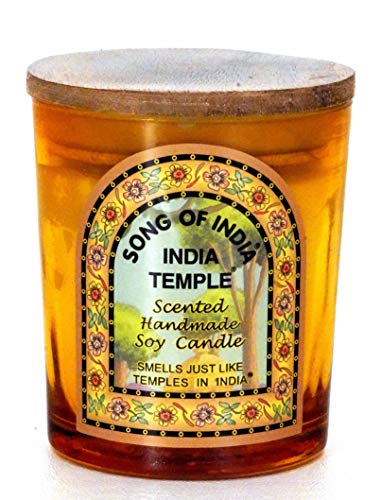 Song of India - India Temple Scented Handmade Soy Candle with Mango Wood Lid (200 Grams)