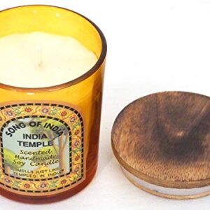 Song of India - India Temple Scented Handmade Soy Candle with Mango Wood Lid (200 Grams)