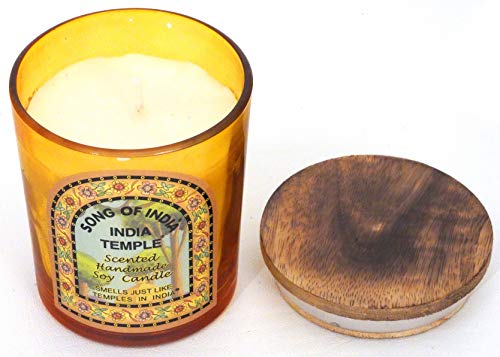 Song of India - India Temple Scented Handmade Soy Candle with Mango Wood Lid (200 Grams)