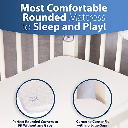 Sleepah Pack and Play Mattress Tri-Fold Double Sided Pad (Firm for Babies) & Soft Memory Foam (for Toddlers) Play Yard Mattress Pad Fits Most Pack N Play Playpens Cribs Foldable with Cary Bag