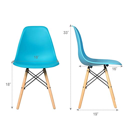 HAPPYGRILL Dining Chairs Modern Style DSW Wood Chair, Shell Lounge Plastic Chairs for Patio Kitchen Dining, 2pcs Set