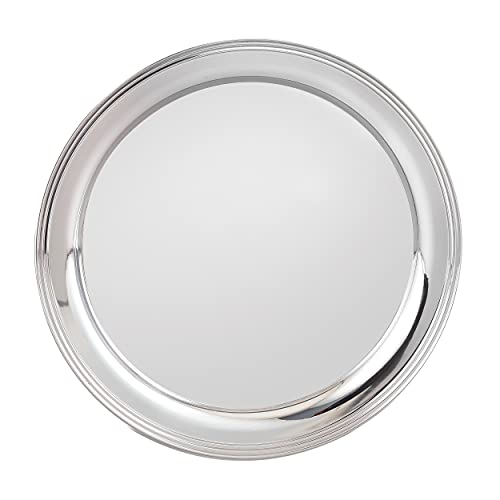 Elegance Round Stainless Steel Serving Tray, 17", Silver