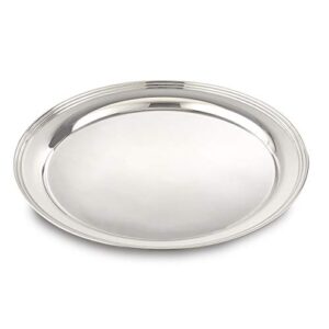 Elegance Round Stainless Steel Serving Tray, 17", Silver